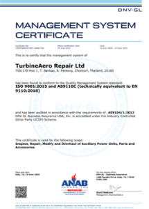 TurbineAero Certifications | APU MRO Services